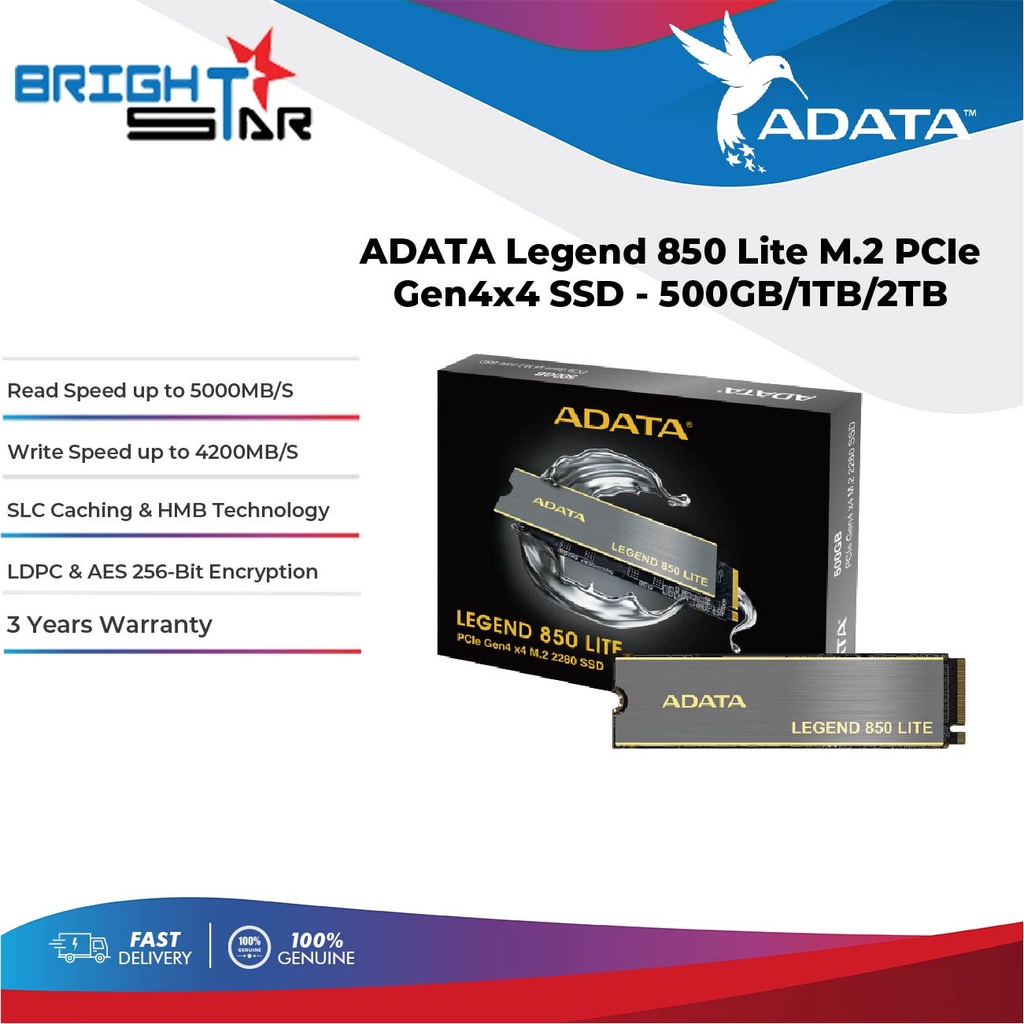 ADATA Legend 850 Lite PCIe Gen4x4 M.2 SSD Read Speed UT 5000MB/s (500GB ...