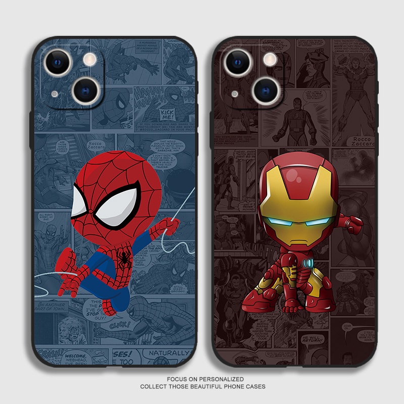 Marvel Comics superhero spiderman iron man phone case for iPhone 15 14 ...
