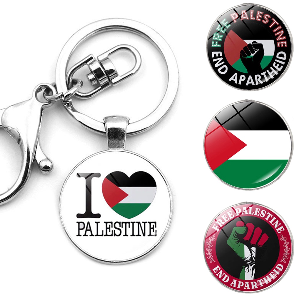 Palestine Flag Keychain I LOVE Palestine Glass Ball Key Ring Love And ...