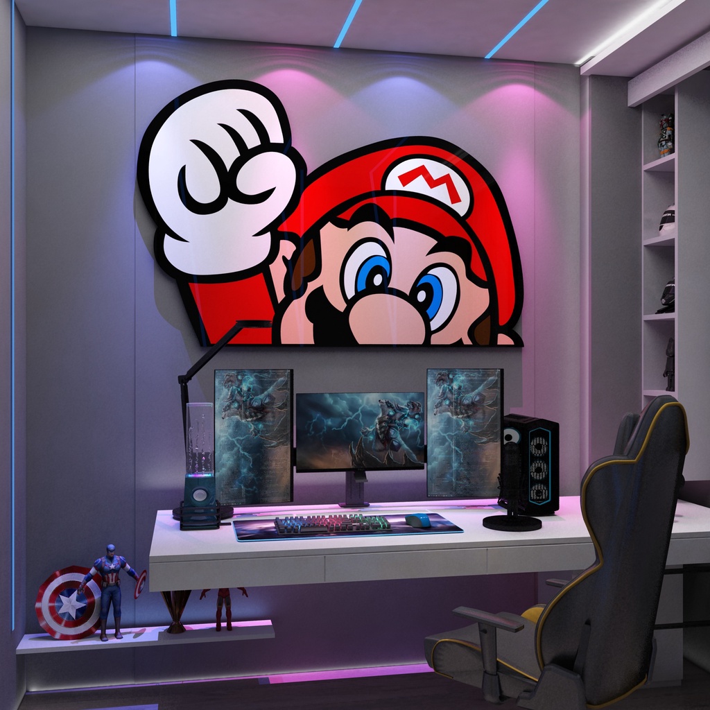 Influencer Gaming Room Decoration Decoration Super Mario Wall Stickers ...