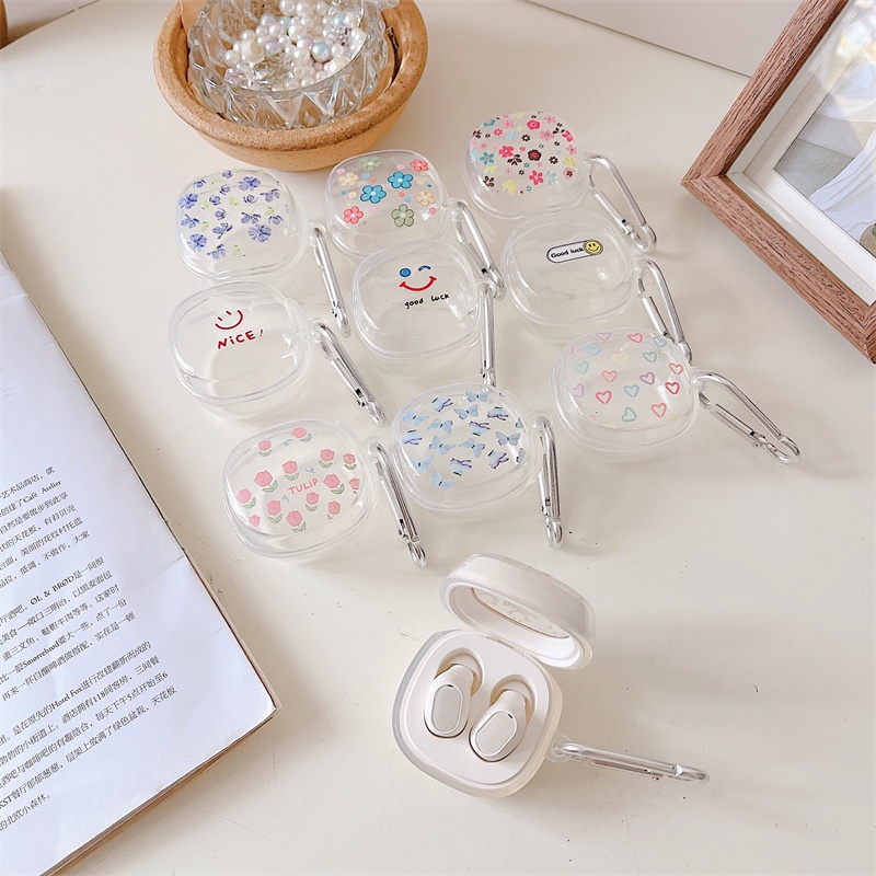 For Baseus Bowie WM01 WM02 Earphone Case Cute transparent print flowers ...