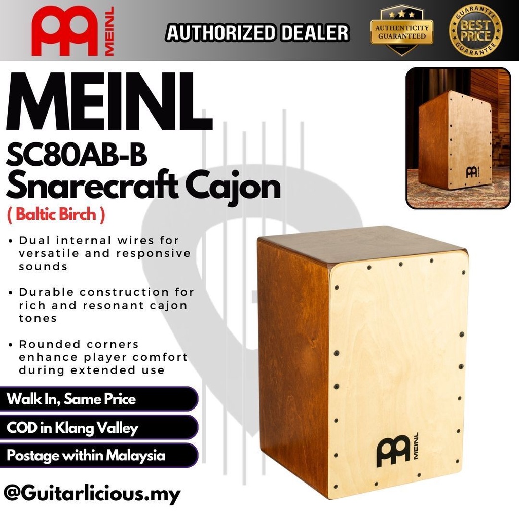 MEINL Percussion SC80AB-B Snarecraft Cajon, Baltic Birch ( SC80ABB / SC ...