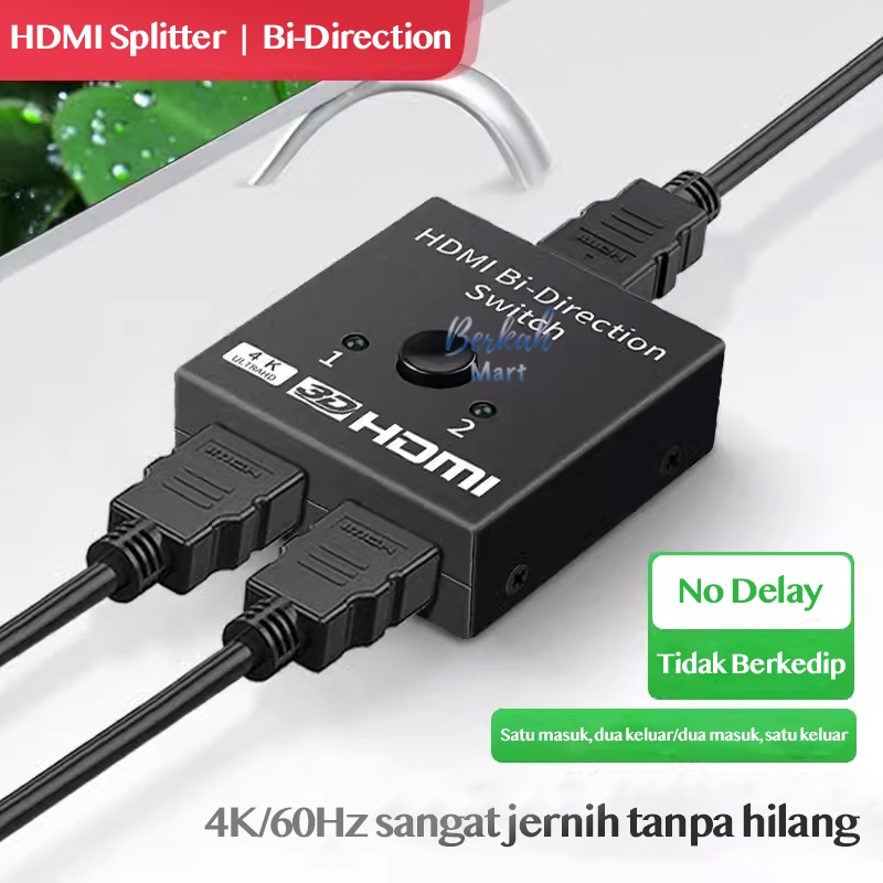 LAYAR Splitter 2-Port HDMI Bi-Direction Switch 2mode 3D 4K 2k Ultra HD ...