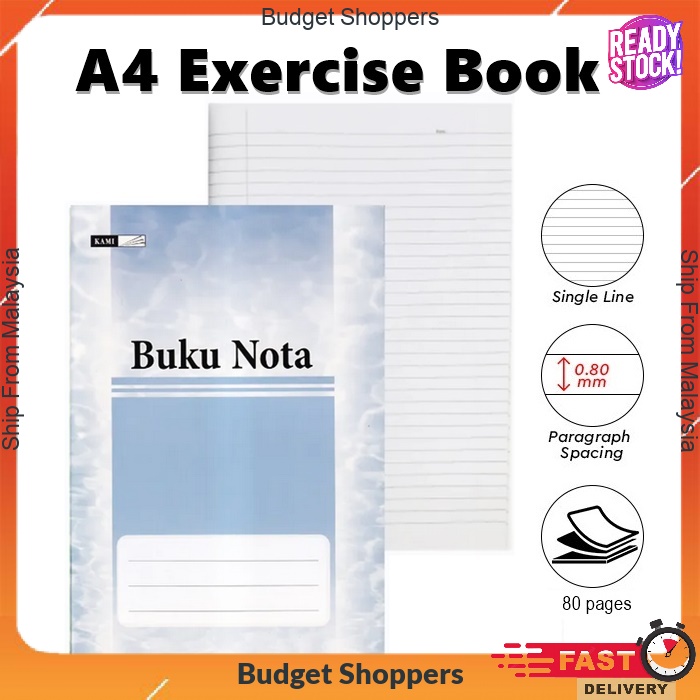 KAMI A4 80 Pages Soft Card Cover Single Line Exercise Book/Note Book ...