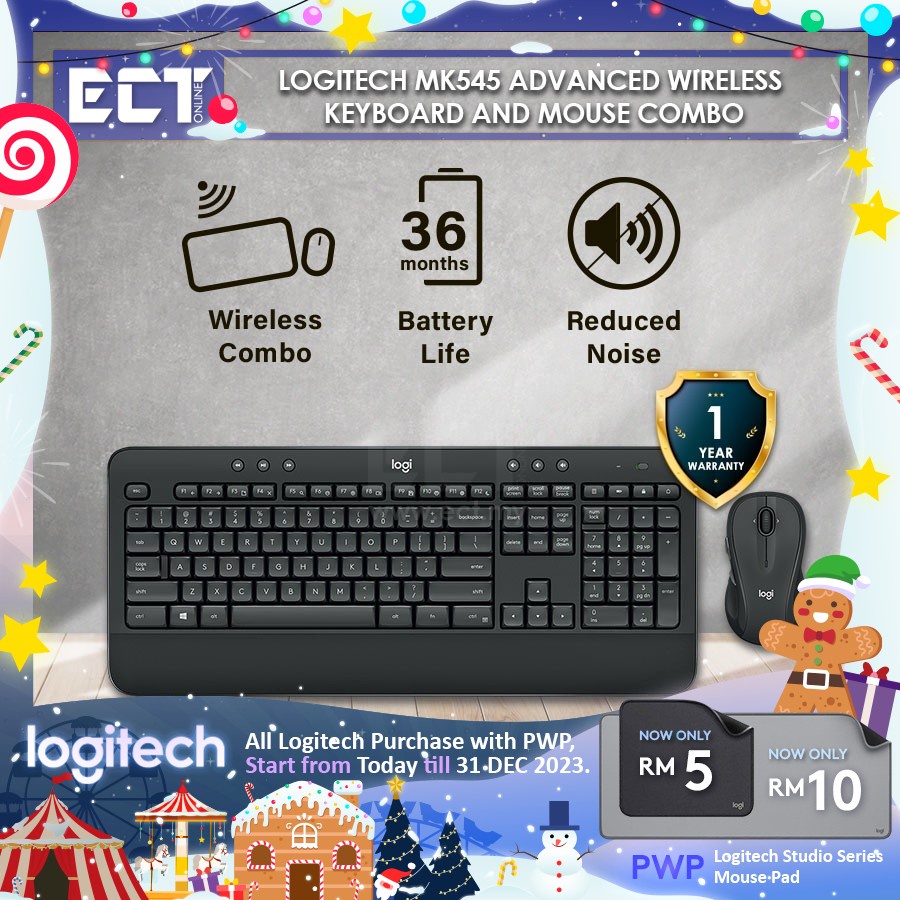 Logitech MK545 Advanced Wireless Keyboard and Mouse Combo for Business ...