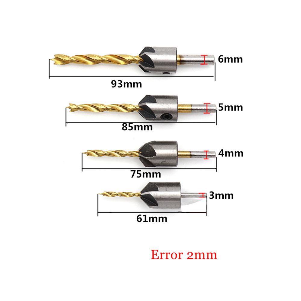 4Pcs HSS Titanium Countersink Drill Bit Set Drill Press Set Chamfer ...