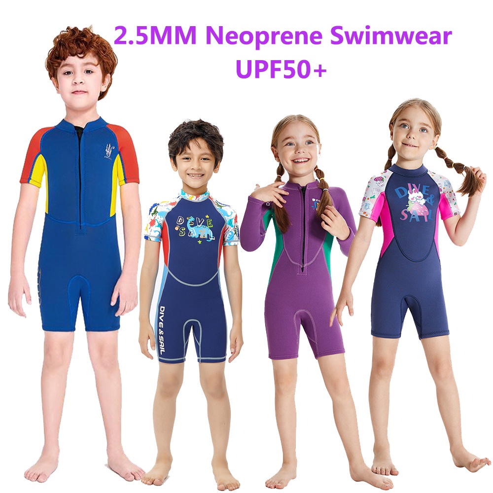 Kids Wetsuits 2.5mm Thermal Swimming Suits for Children One-piece Baby ...