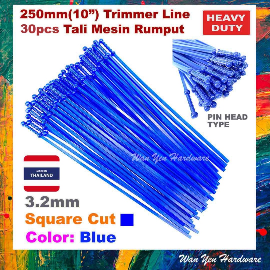 3.2mm x 10" Pin Type Heavy Duty Trimmer Line / Tali Mesin Rumput ...