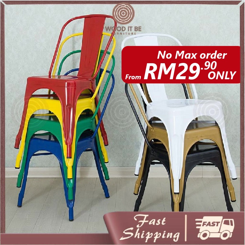 WOODITBE Industrial Bar Chair Kerusi Makan Besi Cafe Bar Stool Cafe ...