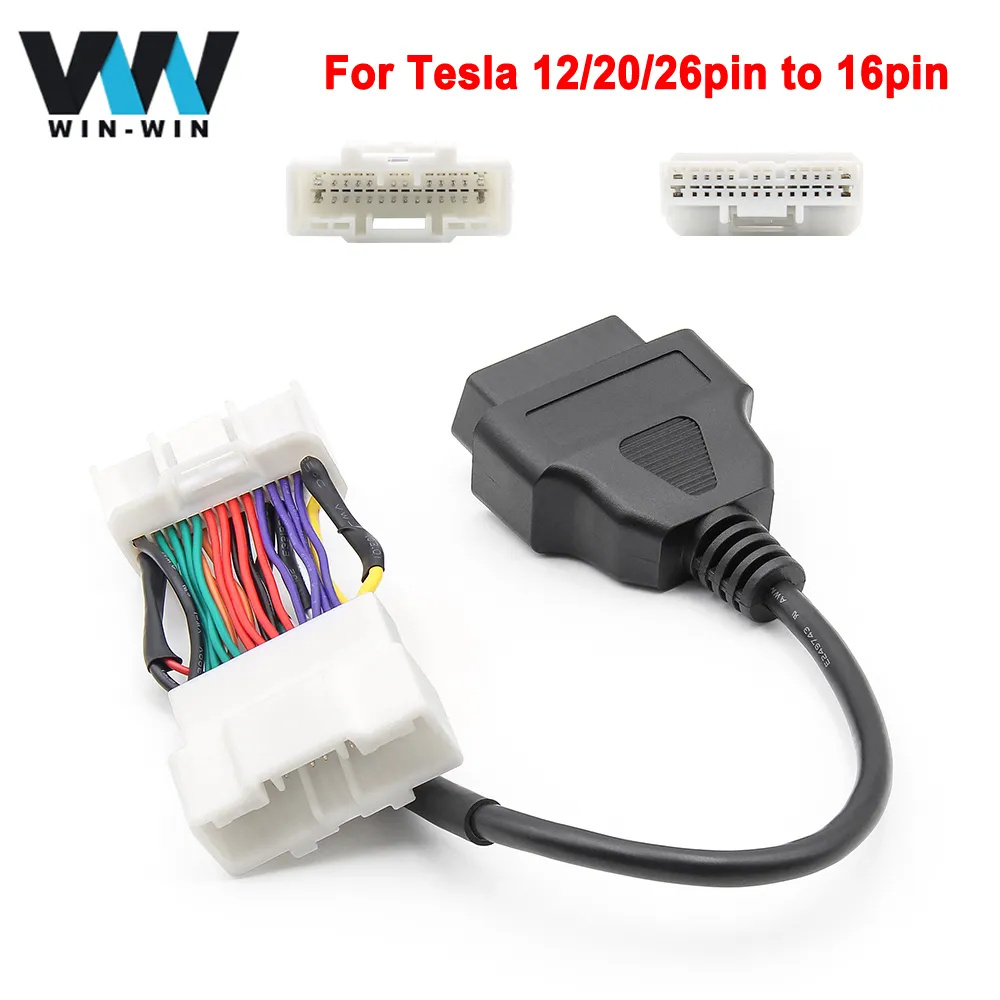 For Tesla 12/20/26pin to 16pin Male Female OBD2 Cable Connector Model 3 ...