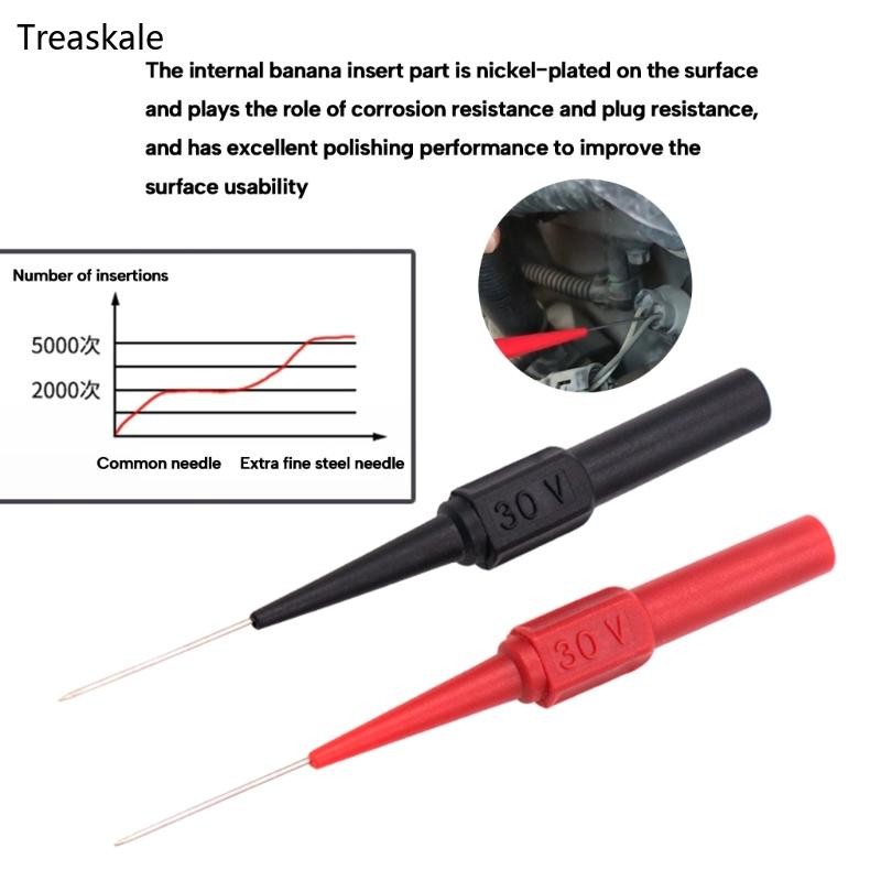 TREA 4Pcs 0 7mm Multimeter Test Probe Pins Wire Piercing Probe ...
