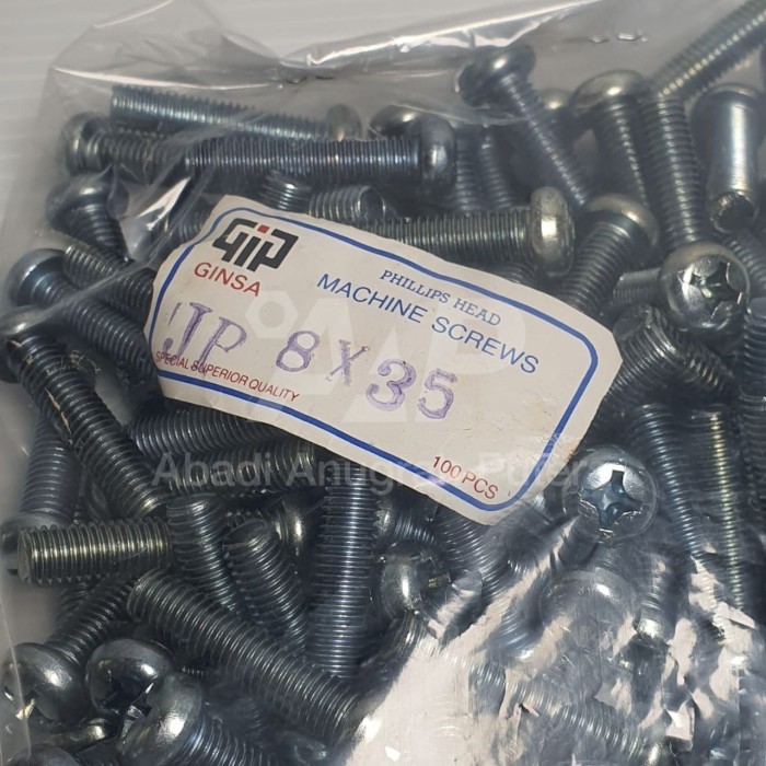 PUTIH Jp M8 x 35 White Machine Screws Bolts 8x35mm (100 pcs) | Shopee ...