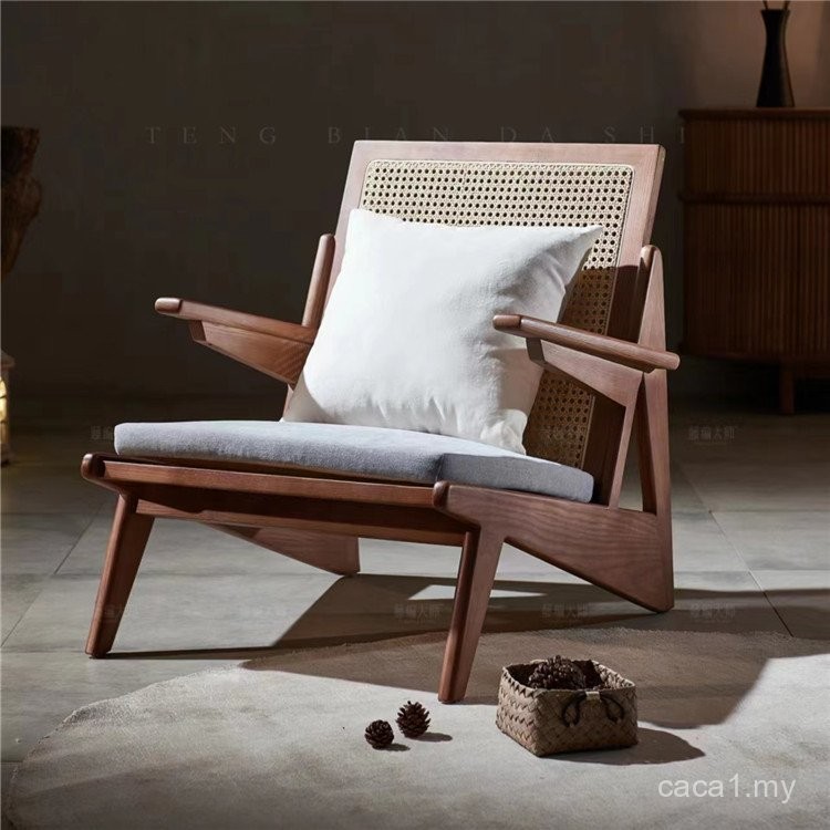 Kerusi Rotan Kayu Pepejal Nordic Gaya Jepun Balkoni Santai Kerusi Malas ...