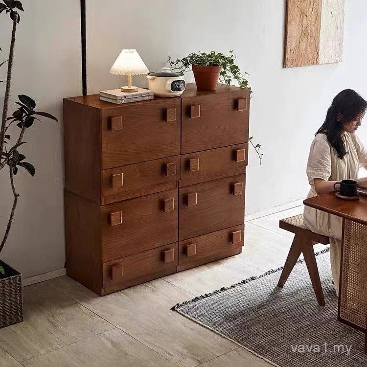 Kabinet Kayu Pepejal Nordic Kabinet Modular Retro Ruang Tamu Kabinet TV ...