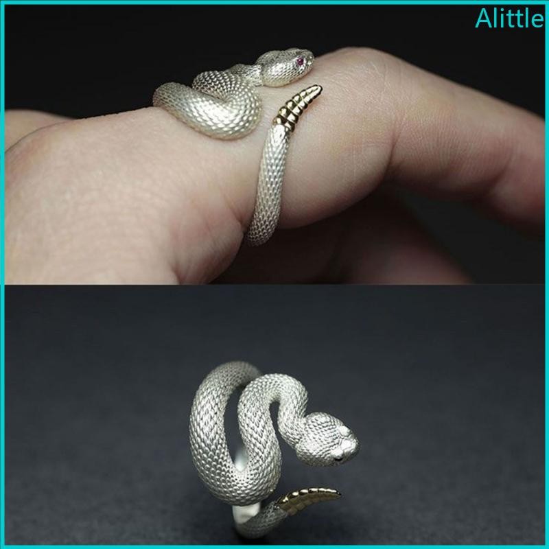 Alia Snake Ring Animal Punk Gothic Rattlesnake Wrap Ring Serpent Shape ...