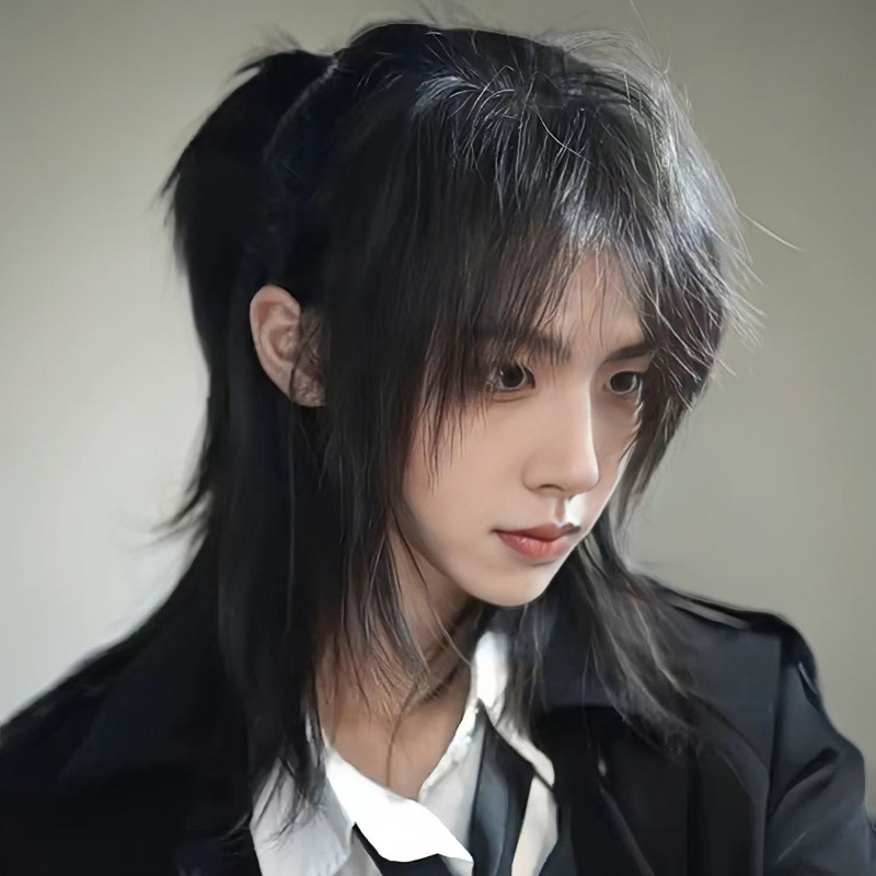 Can Tie Mullet Head Neutral Cool Handsome Wolf Tail Trend Neutral ...