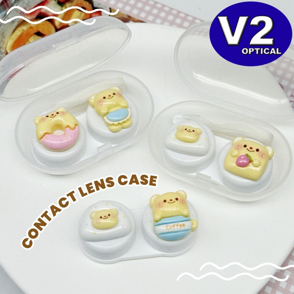 (1 PCS) Cute Bear Contact Lens Casing With Tool Travel Portable Lenses ...
