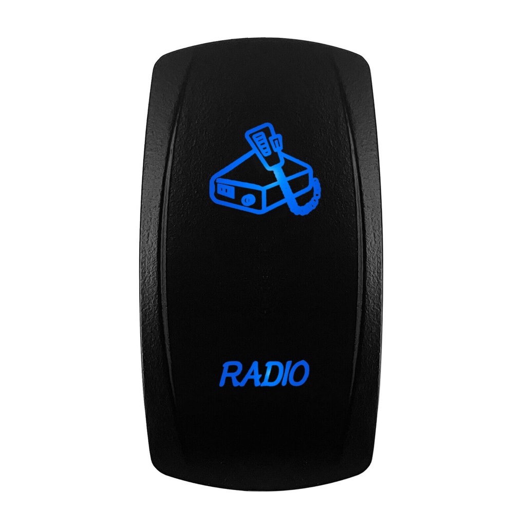 1 X Rocker Switch Logo RADIO Pattern Car Boat Blue Led 5 Pin Rocker ...