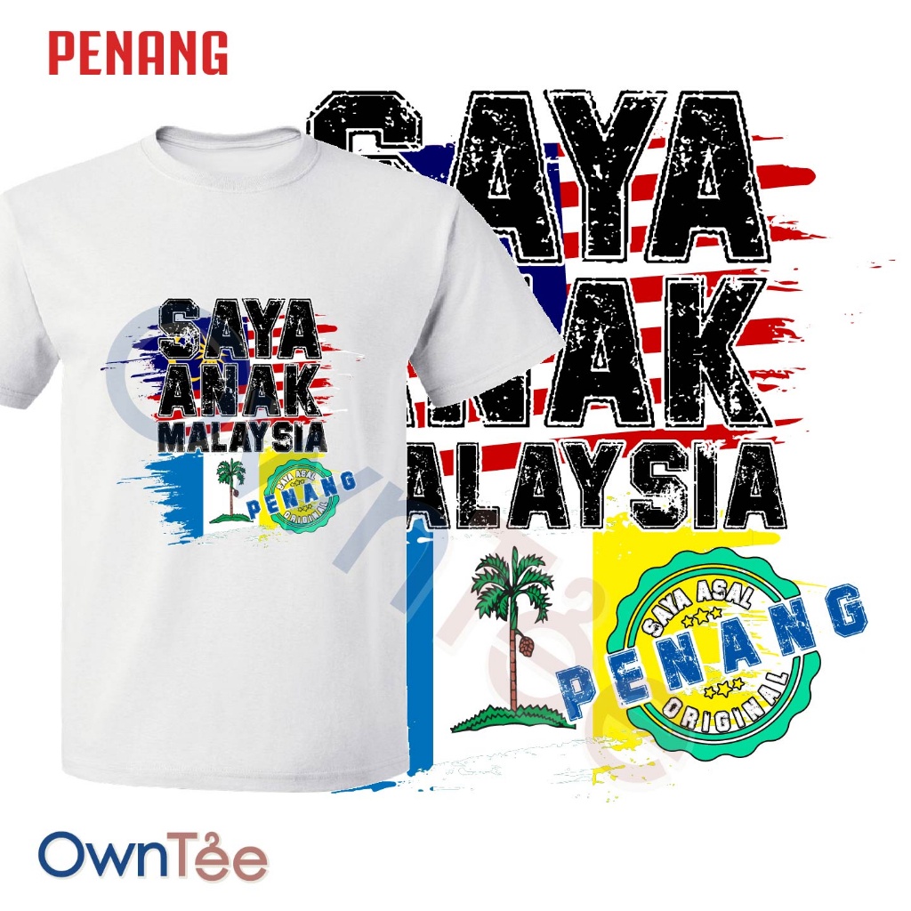 Saya Anak Malaysia Asal Jersey Mens Top T-shirt - PENANG - Short Sleeve ...