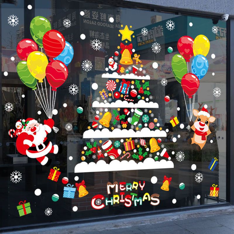 Christmas Decoration Holiday Shopping Mall Shop Glass Window Santa ...