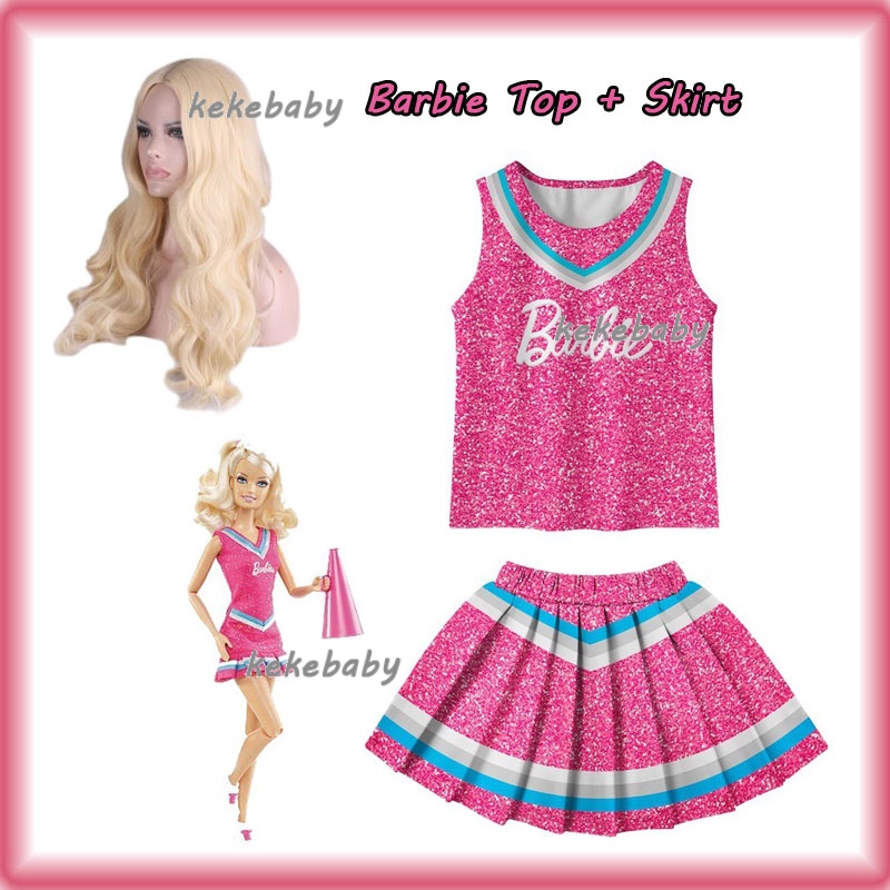 Barbie Outfit Rose Red Top Skirt Barbie Cosplay Costume Fashion Kids ...