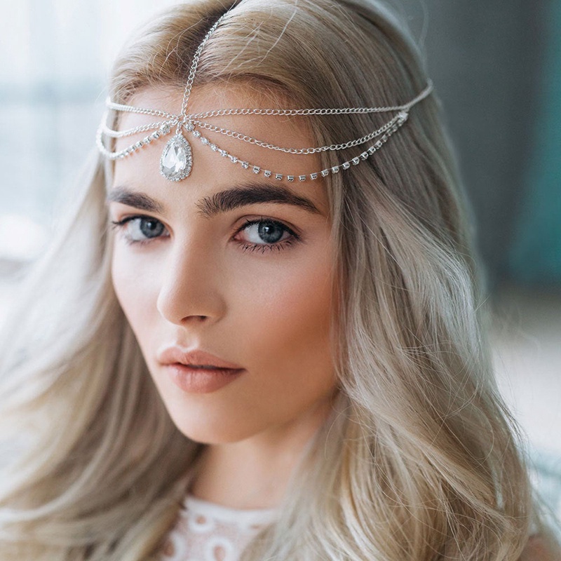 Boho Crystal Forehead Chain Bridal Headpiece | Shopee Malaysia