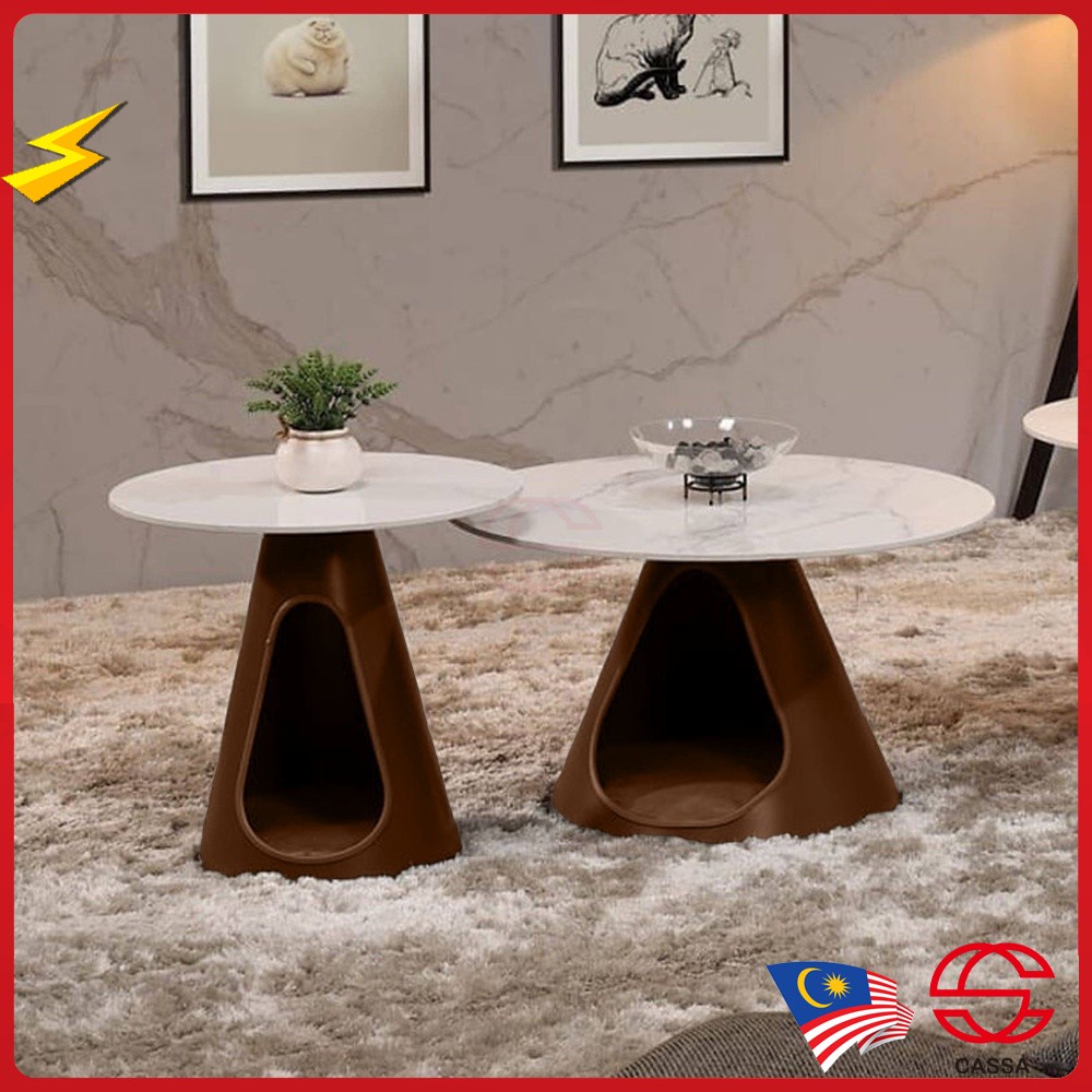 Cassa Glossy Ceramic Creative Artistic Curved Round Coffee Table (50CM ...