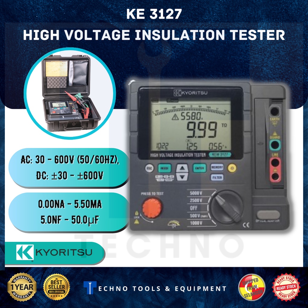 KYORITSU KE 3127 High Voltage Insulation Tester Ready Stock Original ...