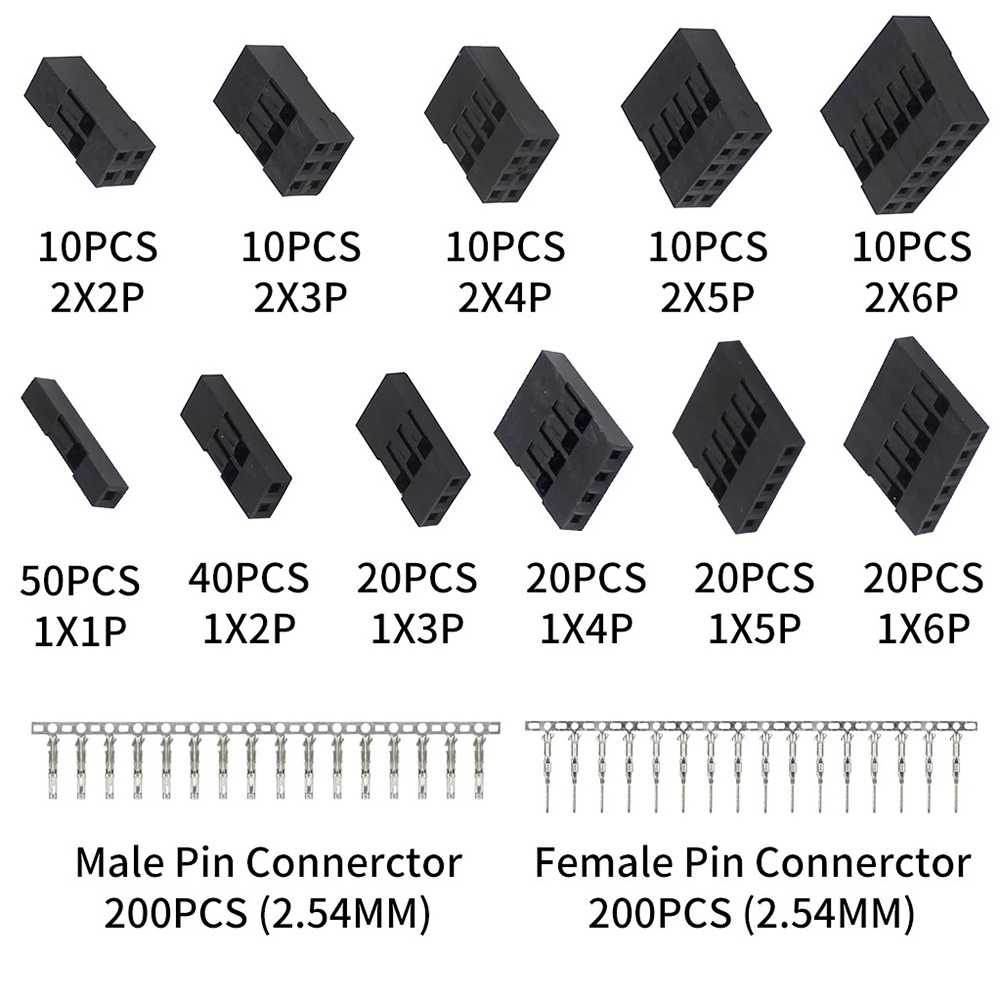 620pcs Male/Female Jumper Connector Kit with Black Plastic Shell ...