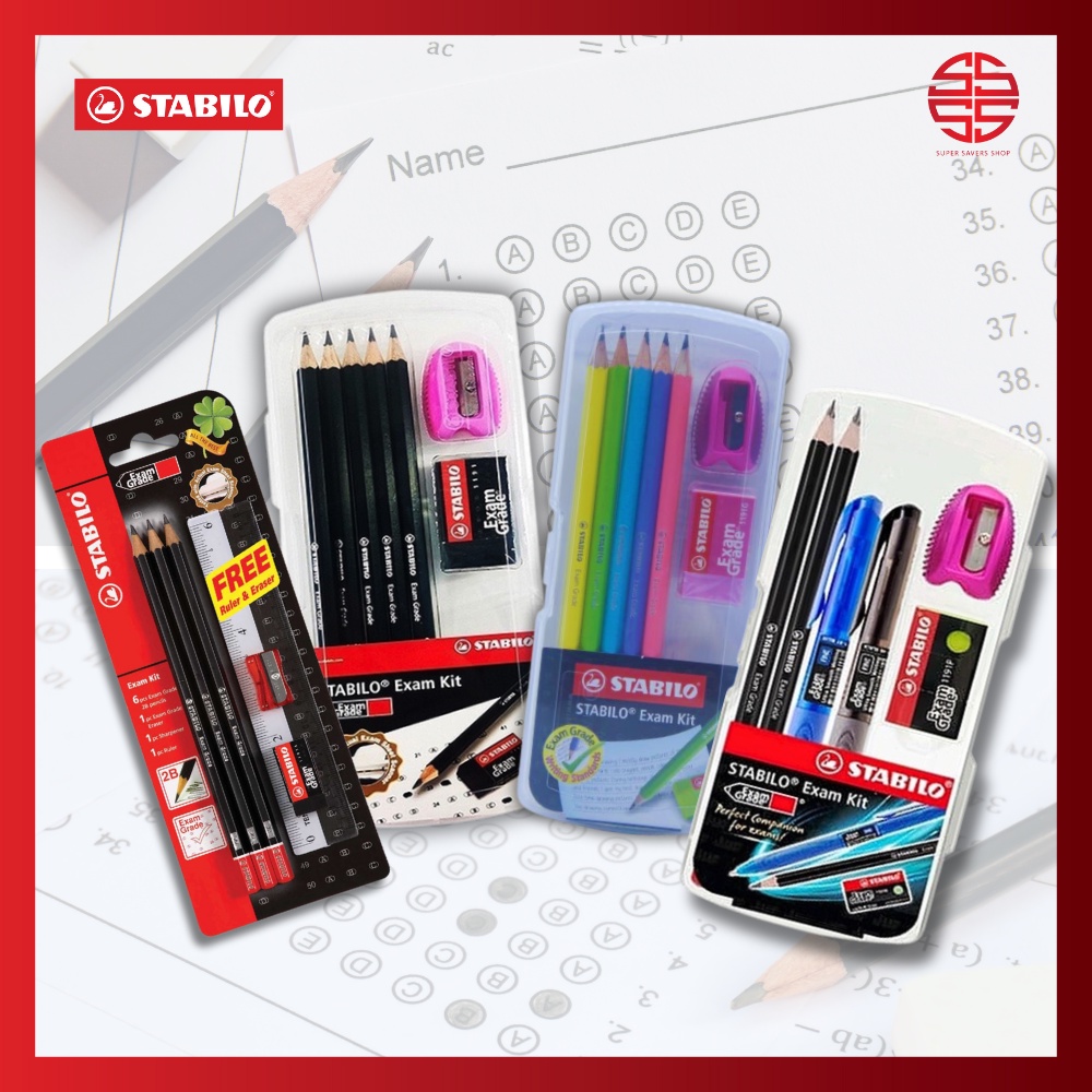 [Super SaverS] Stabilo Set Alat Tulis/Exam Kit 2B Pencil Set 2B Pencil Box Graphite Pencil Pen ...