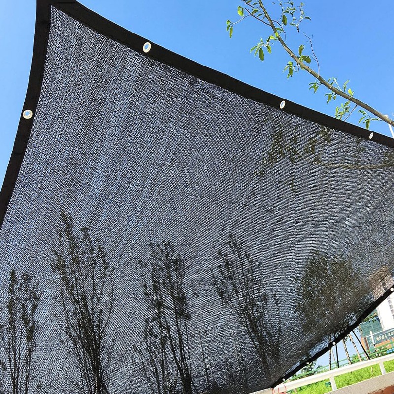 Black Sun Shade Net 80% Anti-UV 12 Pins Balcony Privacy Screen HDPE ...