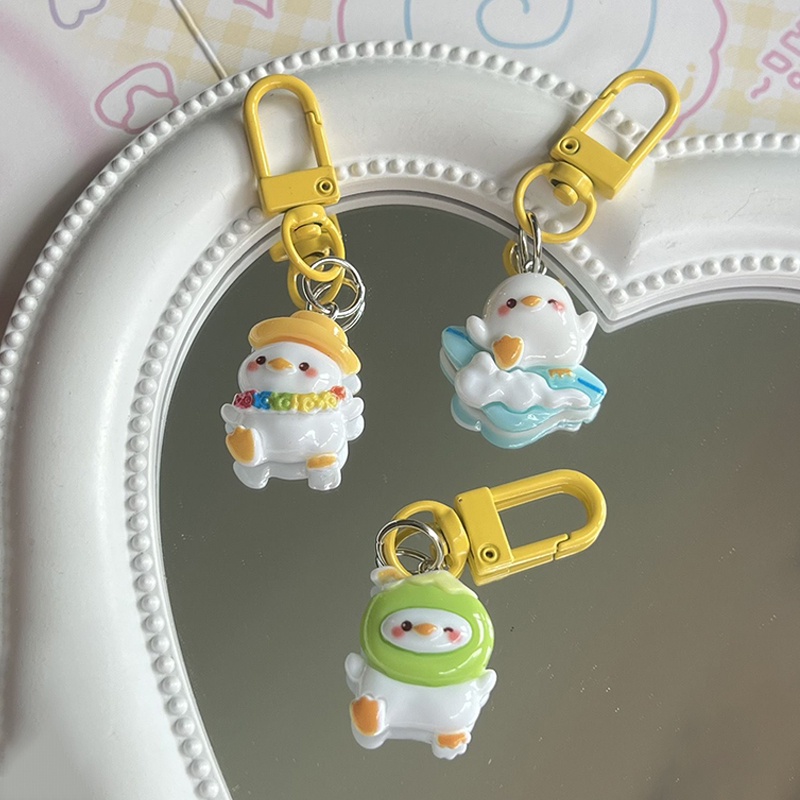 Cute Cartoon Duck Shape Key Chain Resin Car Pendants Portable ...