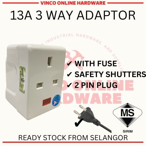 13A 3 Way Adaptor with NEON SIRIM WHITE | Shopee Malaysia