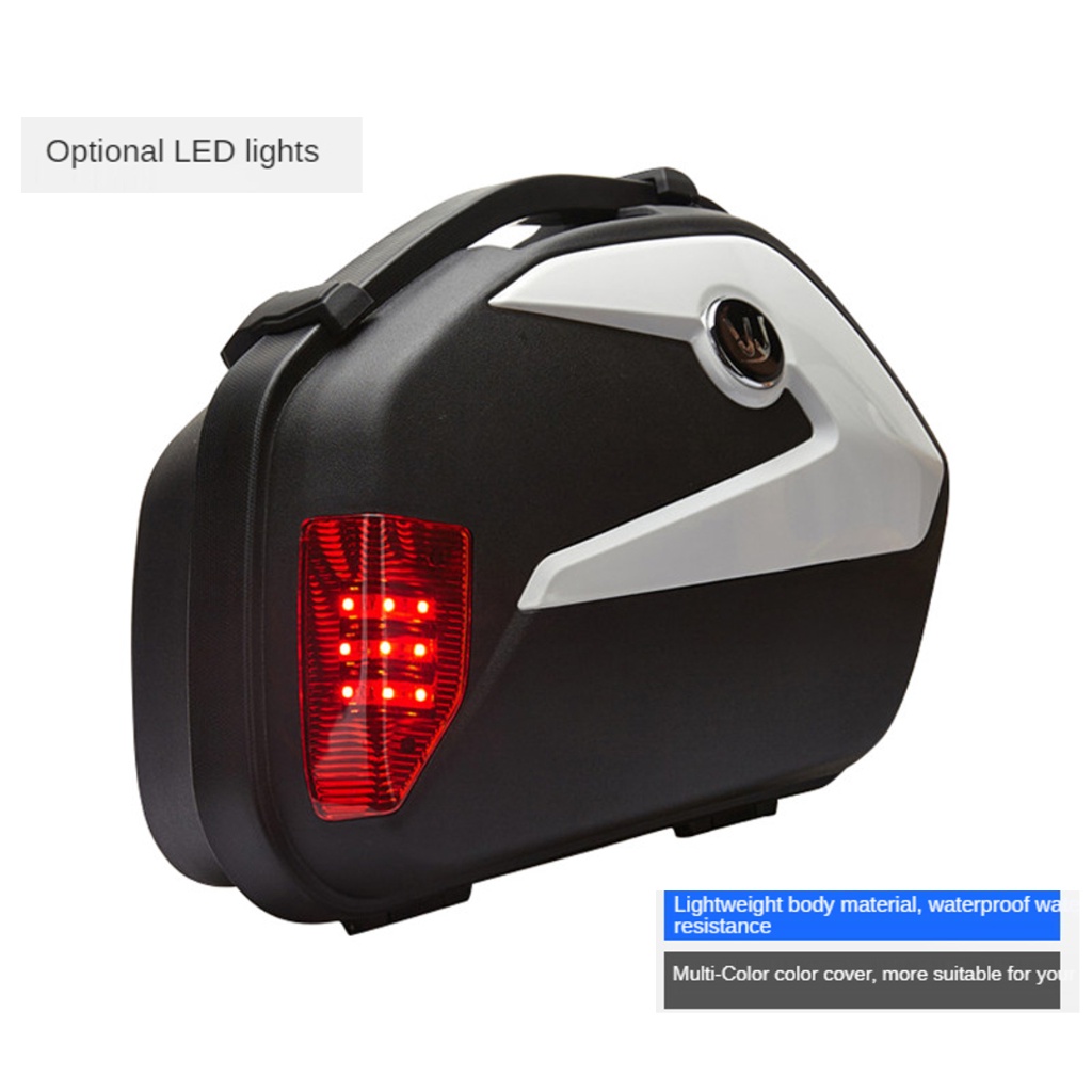 WMOTO WATERPROOF V35 SIDE BOX ABS PLASTIC WITH LED LIGHT HARD SHEILD ...