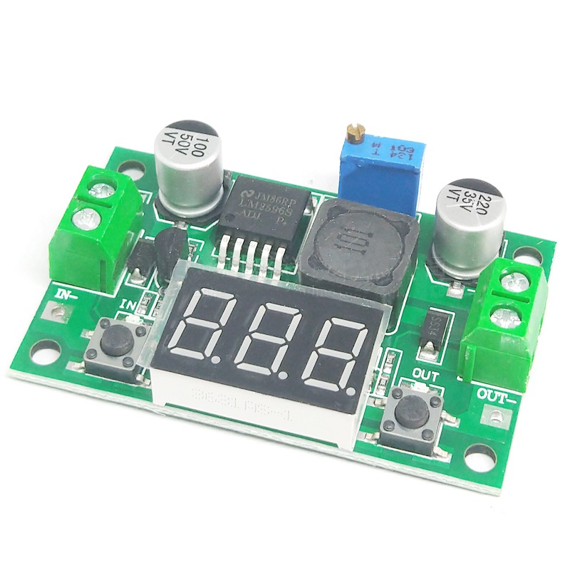 LM2596S LM2596 DC 4.0~40 to 1.3-37V Adjustable Buck Step-Down Power Module + LED Voltmeter DC-DC ...