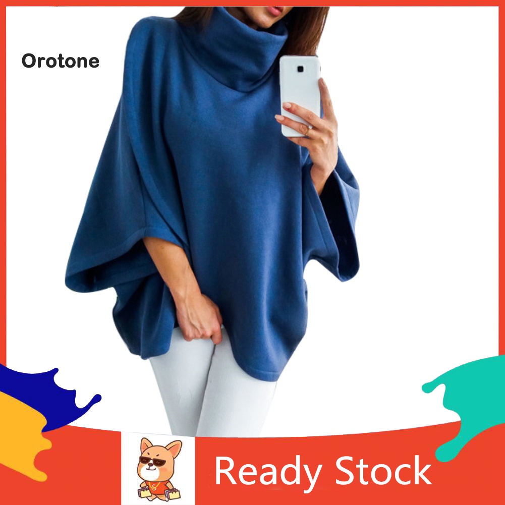 [Ready stock] Fashion Women High Neck Batwing Crossed Poncho Winter Warm Coat Cloak Cape ...