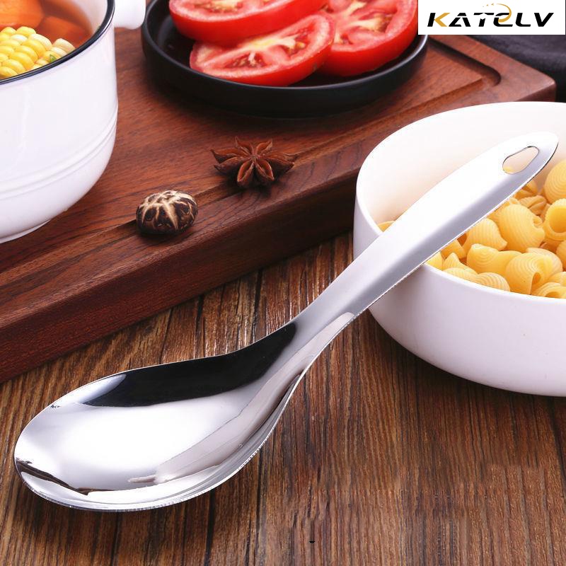 KATELV Stainless Steel Rice Spoon 23cm Soup Spoon Thickened Rice Scoop ...