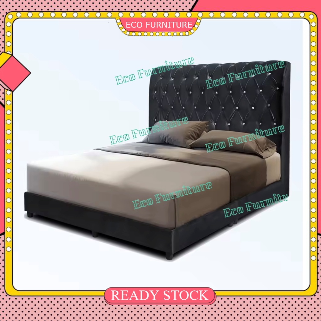 Katil Kulit PVC Hitam Divan Katil Queen Tambah Foam Tilam | Shopee Malaysia