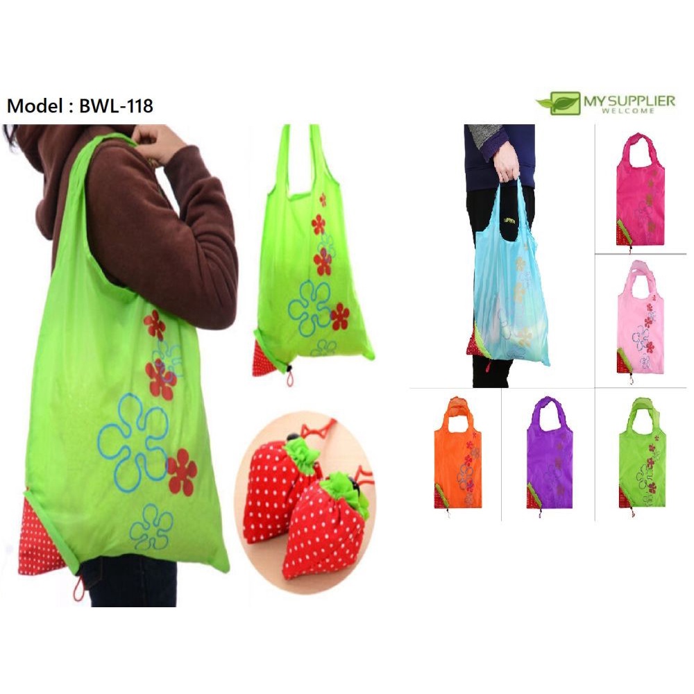 Strawberry Foldable Shopping Bag Tote Reusable Eco Friendly Grocery Bag ...