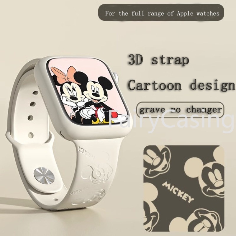 Mickey Cartoon Printed Silicone Skin friendly Strap for Apple Watch ...
