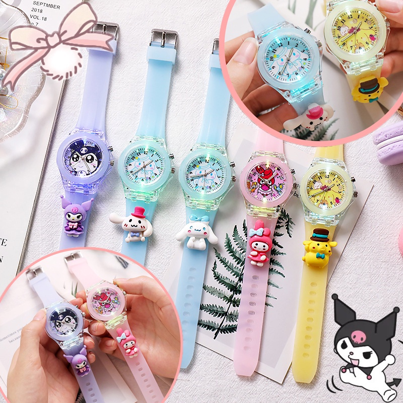 Cool Cartoon Glowing Sanrio Kuromi Wrist Watch Pompompurin Cinnamoroll ...
