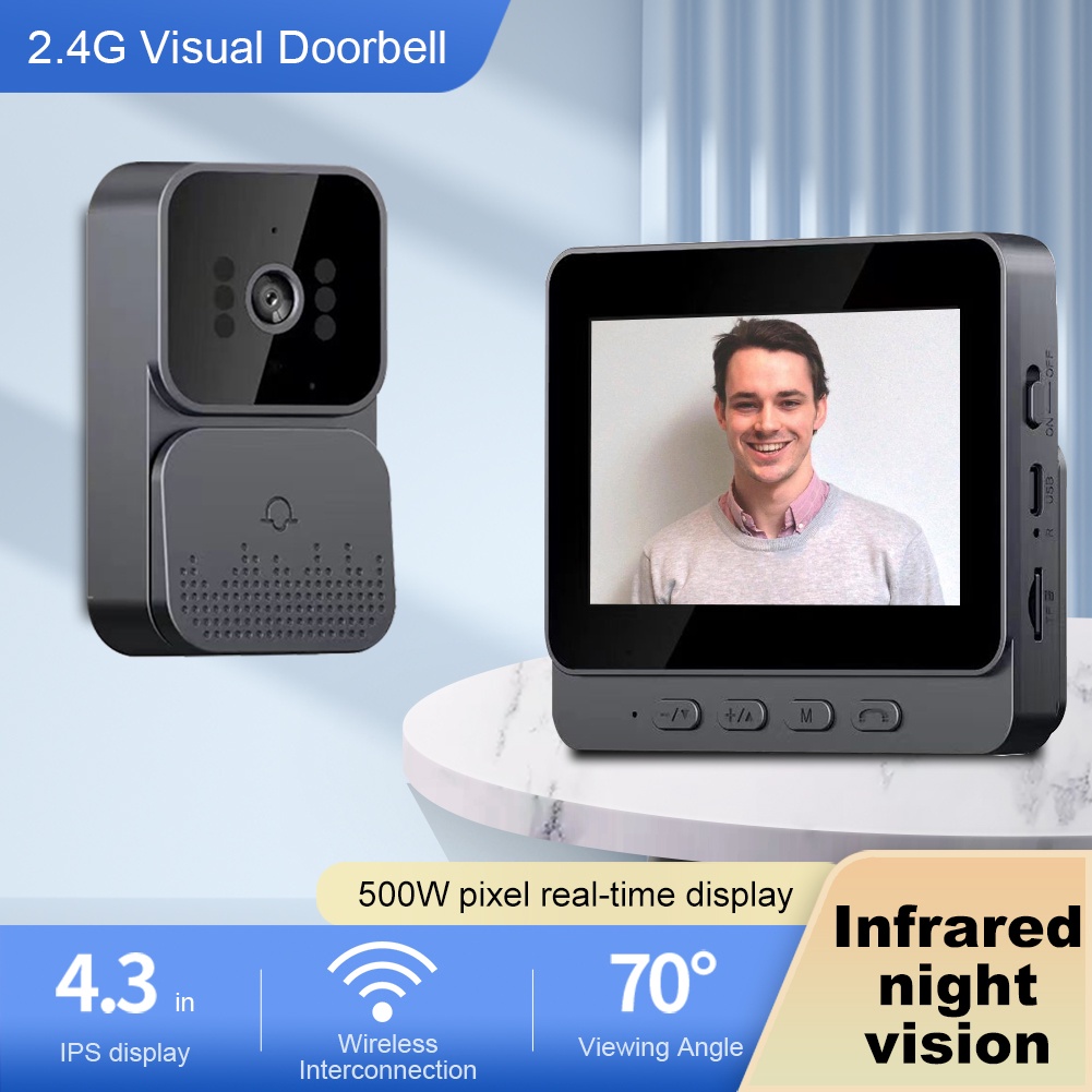 Wireless doorbell with camera and intercom Video Doorbell with screen ...