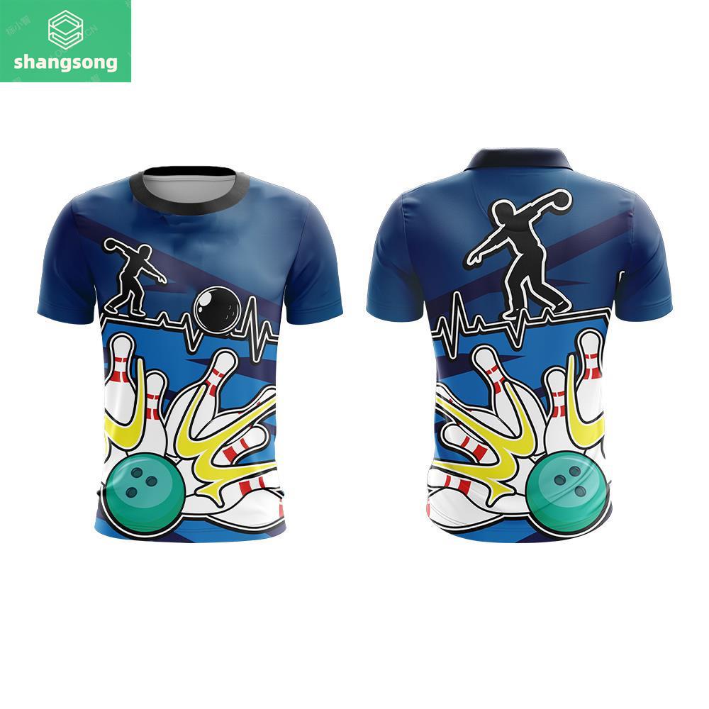 Axellent Prints Bowling Championship Blue biru baju jersey baju Bowling ...