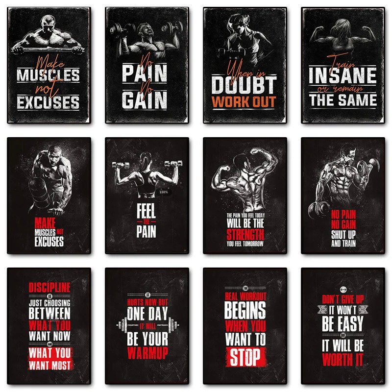 Fitness Sports Poster Bodybuilding Motivational Quote Poster Prints ...