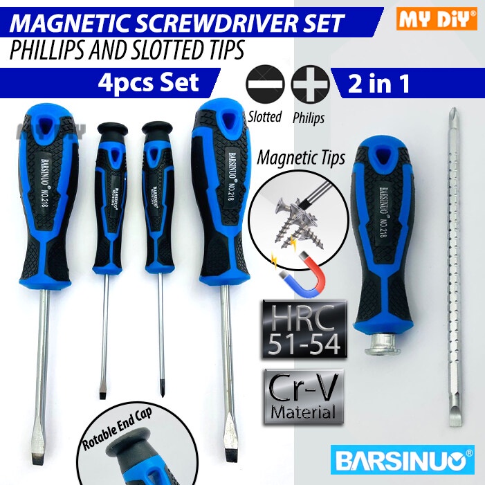 MYDIYHOMEDEPOT - BARSINUO 4pcs set or 2in1 CRV Magnetic Screwdriver Set ...