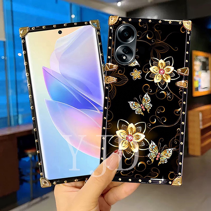 Case For Oppo A58 A78 A38 A98 A18 Butterflies Roses Hand Strap Tpu