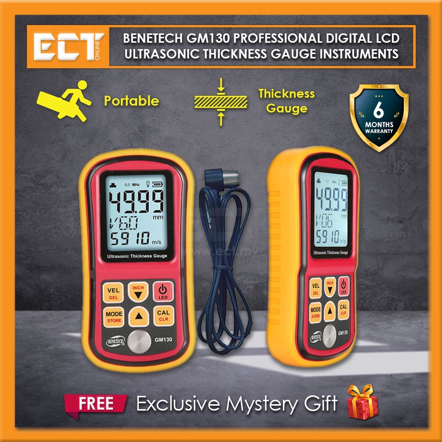Benetech GM130 Professional Digital LCD Ultrasonic Thickness Gauge ...