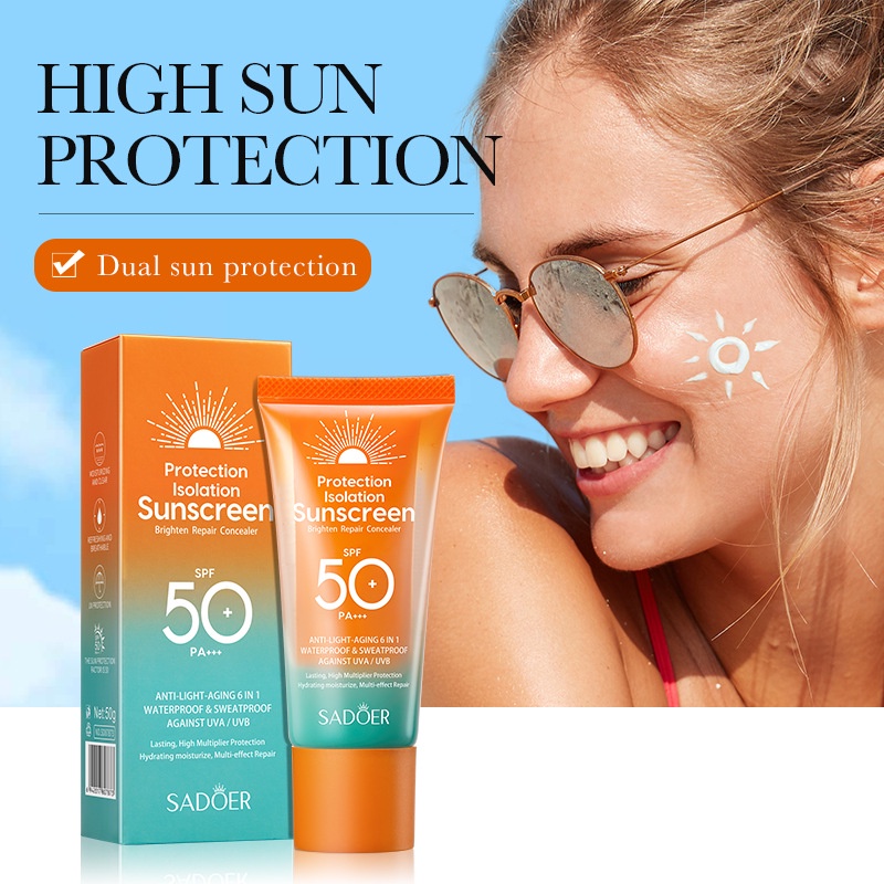 SADOER Dual-Tube Multi-Care Barrier Sunscreen SPF50+ UV Protection ...