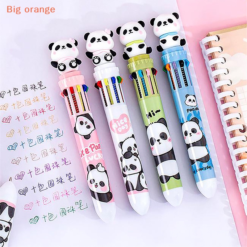 [Big orange] 10 Colors Ballpoint Pen Cartoon Panda 0.5mm Colorful Ink ...