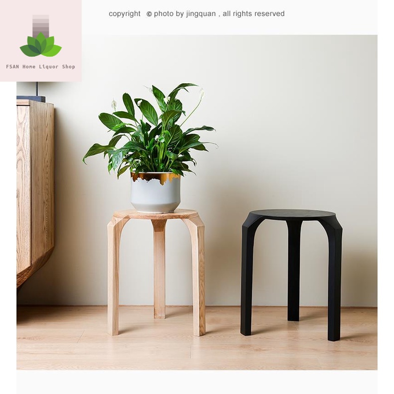 Nordic creative solid wood stool home living room log chair stool low ...